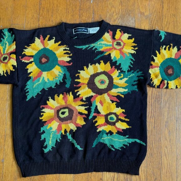 Christine Foley | Sweaters | Christine Foley Vintage Sweater Sunflower ...